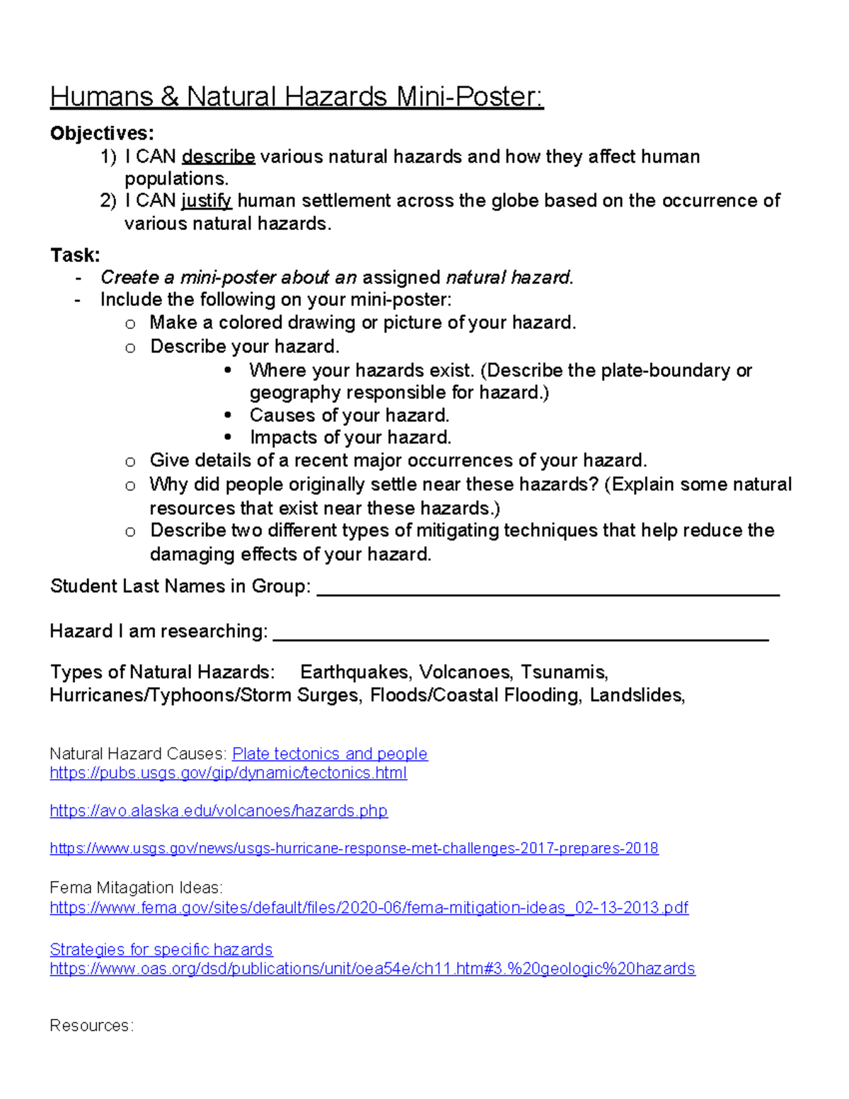 Natural Hazards Study: Understanding Human Impact and Mitigation - Studocu