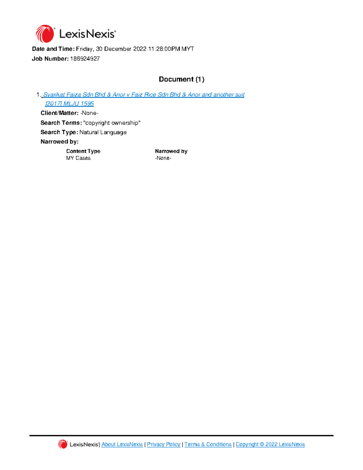 Syarikat Faiza Sdn Bhd v Faiz Rice Sdn Bhd - Case Analysis [2017] MLJU ...