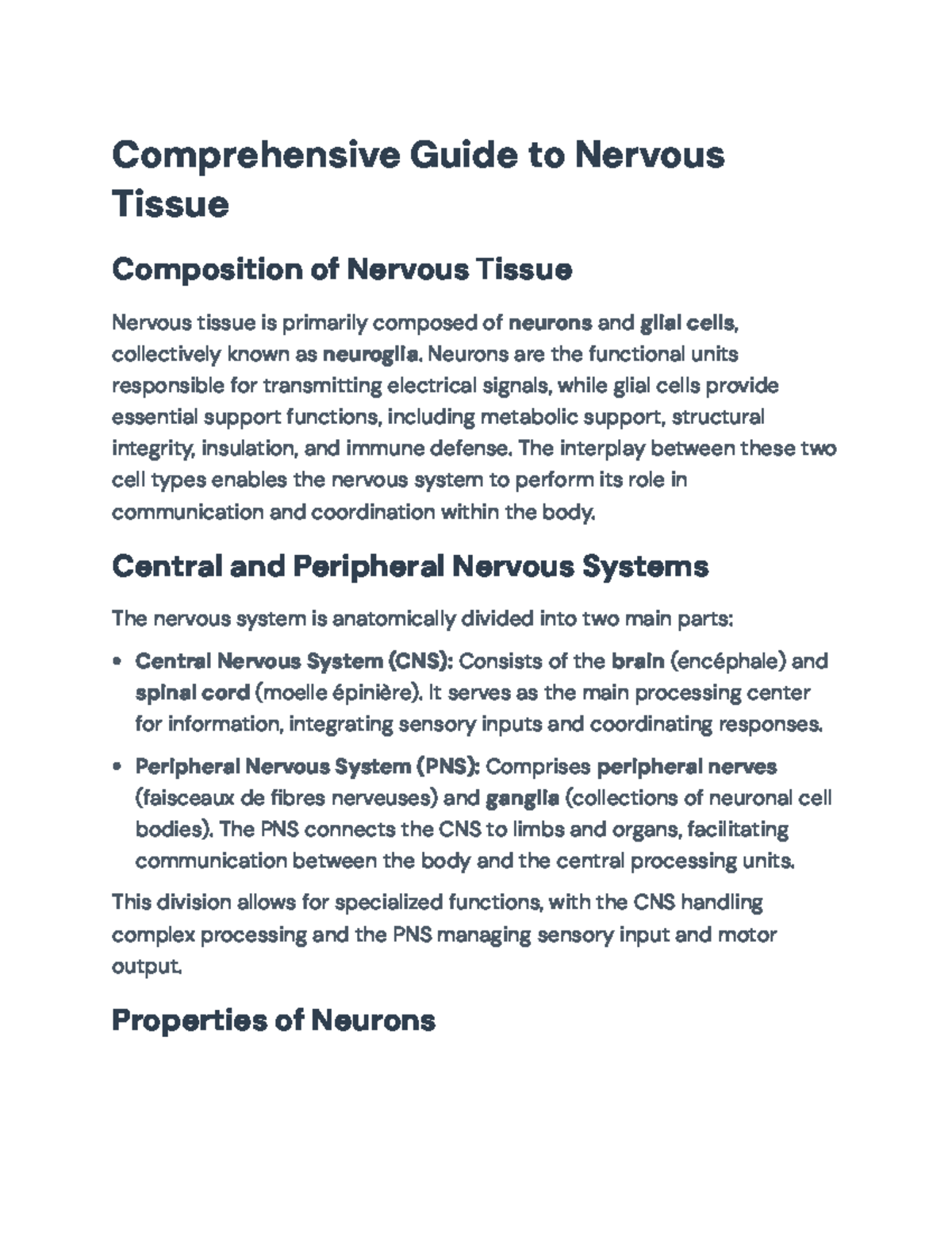 Nervous Tissue Composition and Functions: A Comprehensive Overview ...