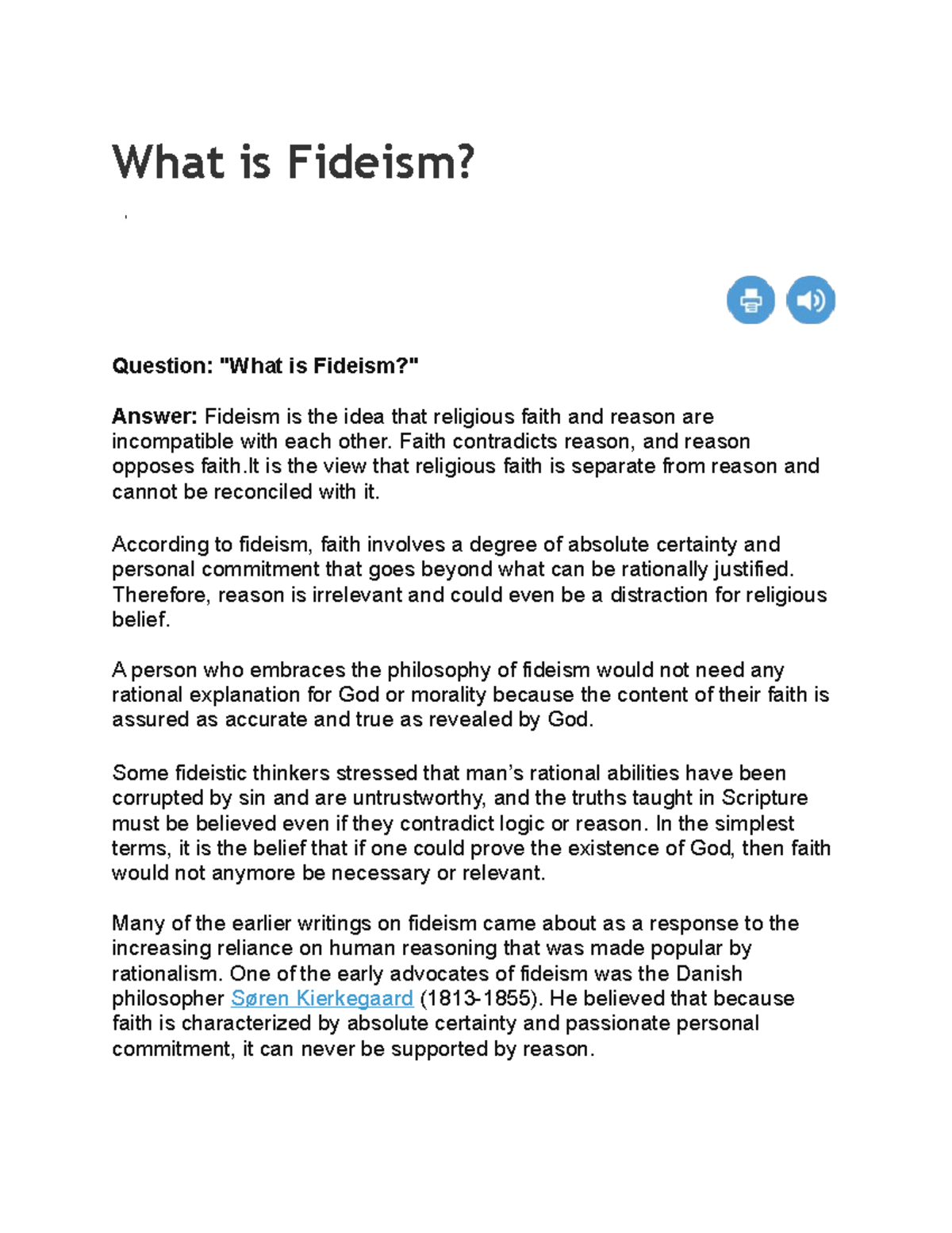A. Fideism Explained: Key Concepts and Thinkers - Studocu