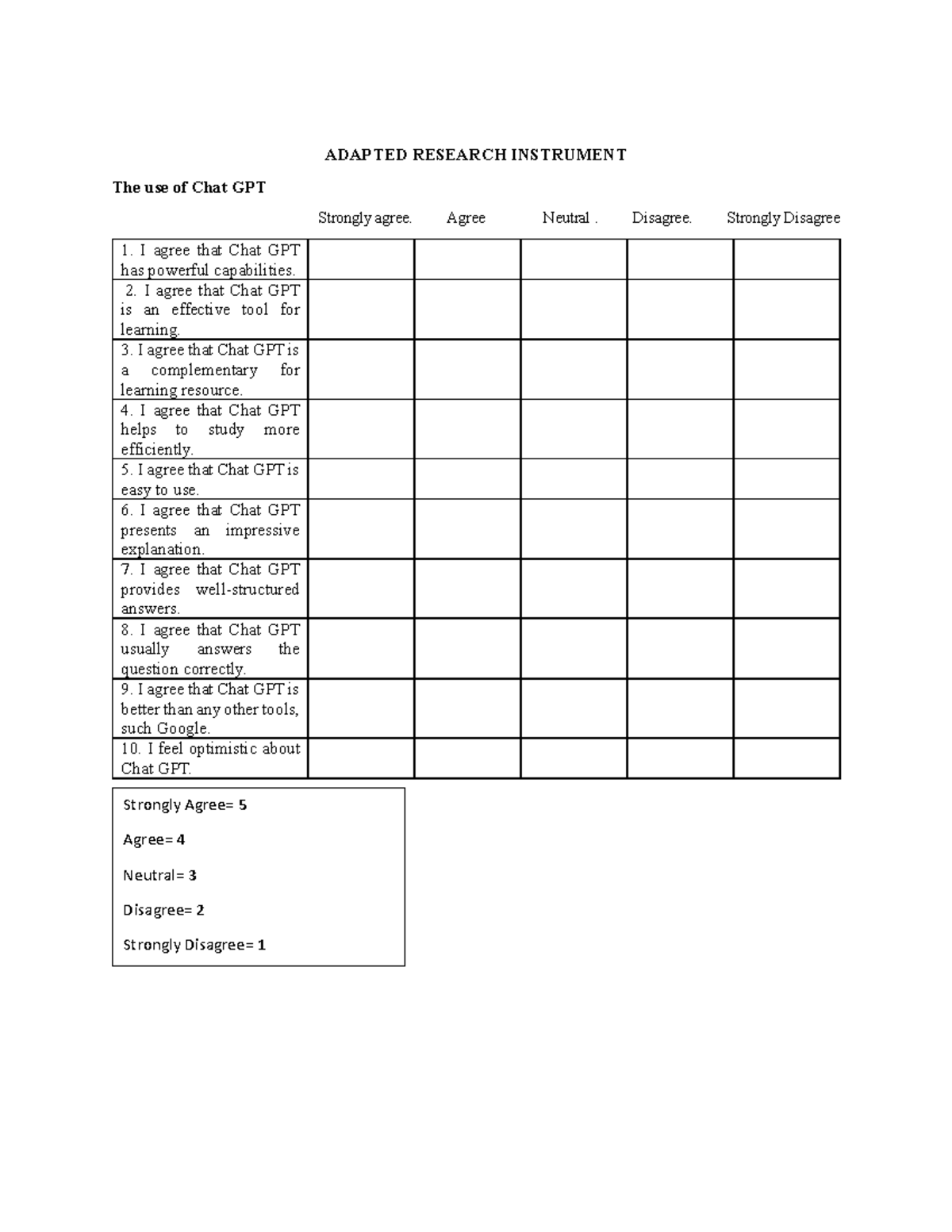 AI in Education: Questionnaire on Chat GPT Effectiveness - Studocu