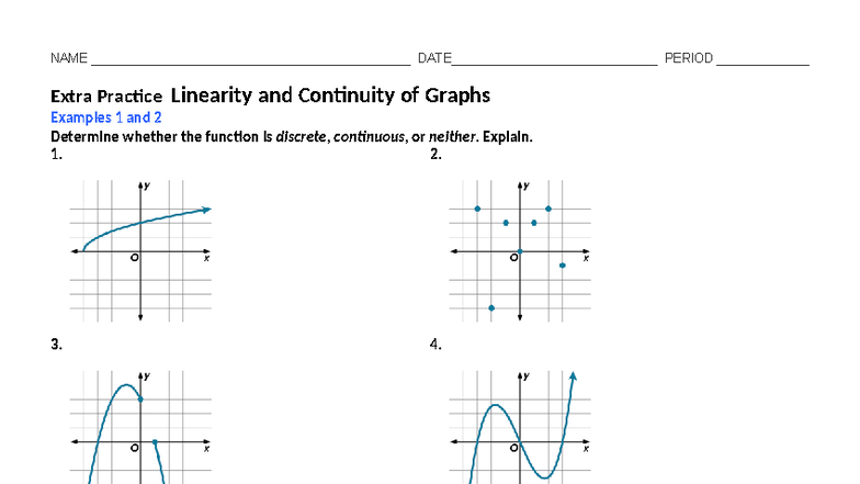MATH 101: Linearity & Continuity of Graphs - Extra Practice - Studocu