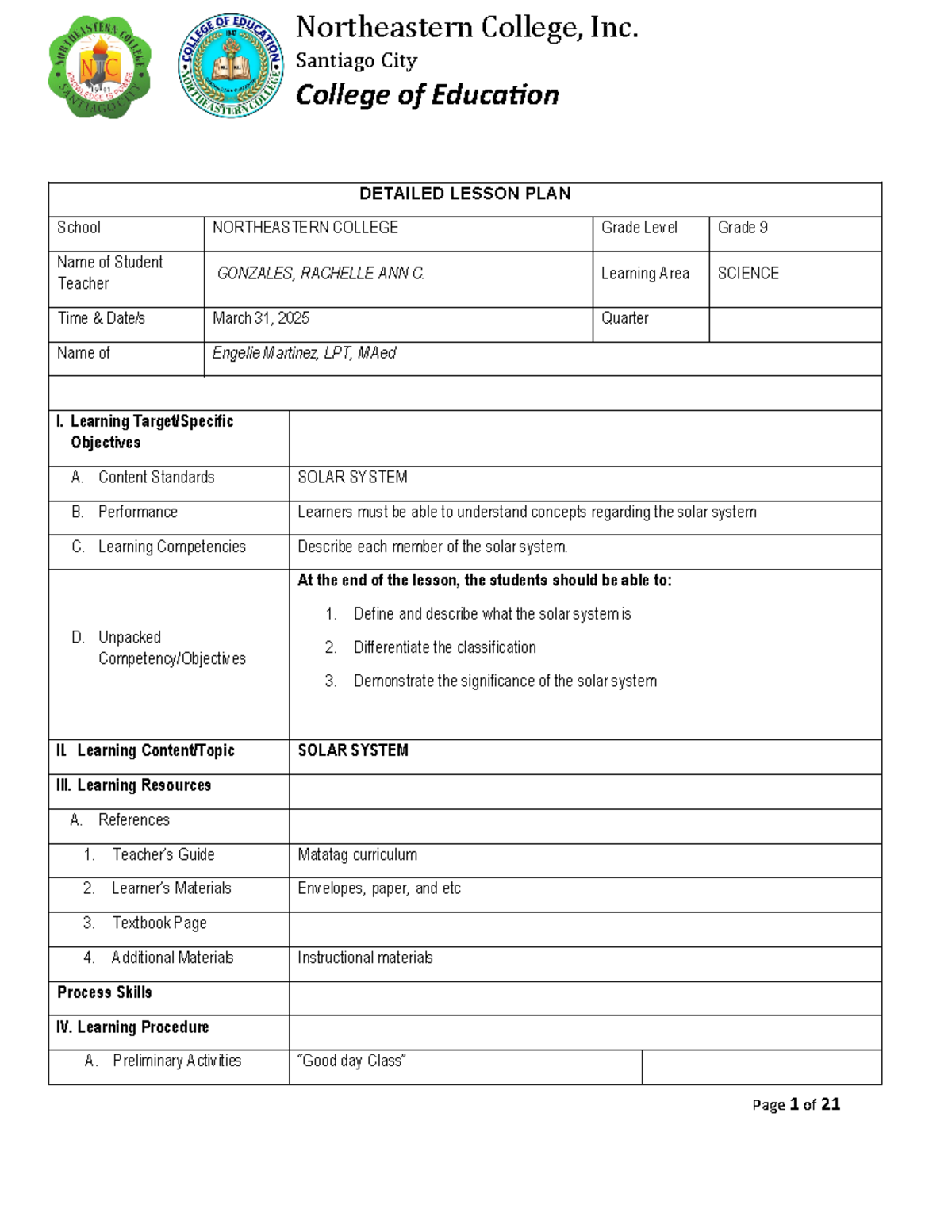 DLP-2ND-SEM - Lesson Plan - Santiago City College of Education DETAILED ...