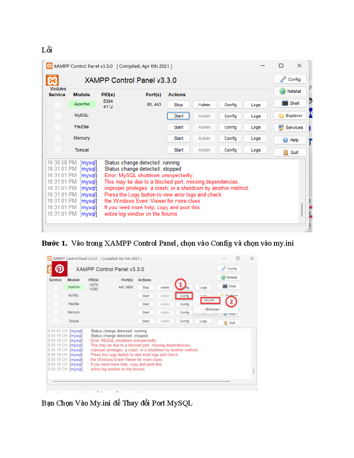 Hướng dẫn sửa lỗi MySQL trong XAMPP - Port 3306 thành 3307 - Studocu