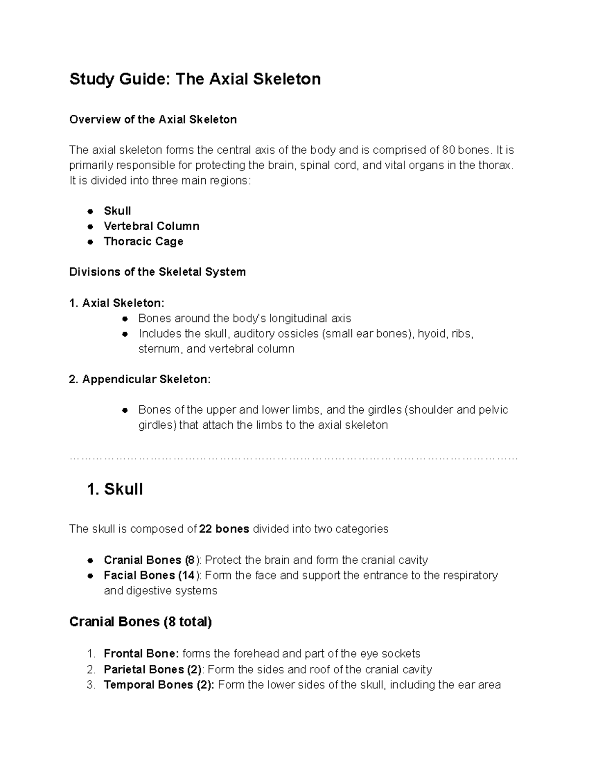 A&P Chapter 7 - Axial Skeleton Study Notes - Studocu