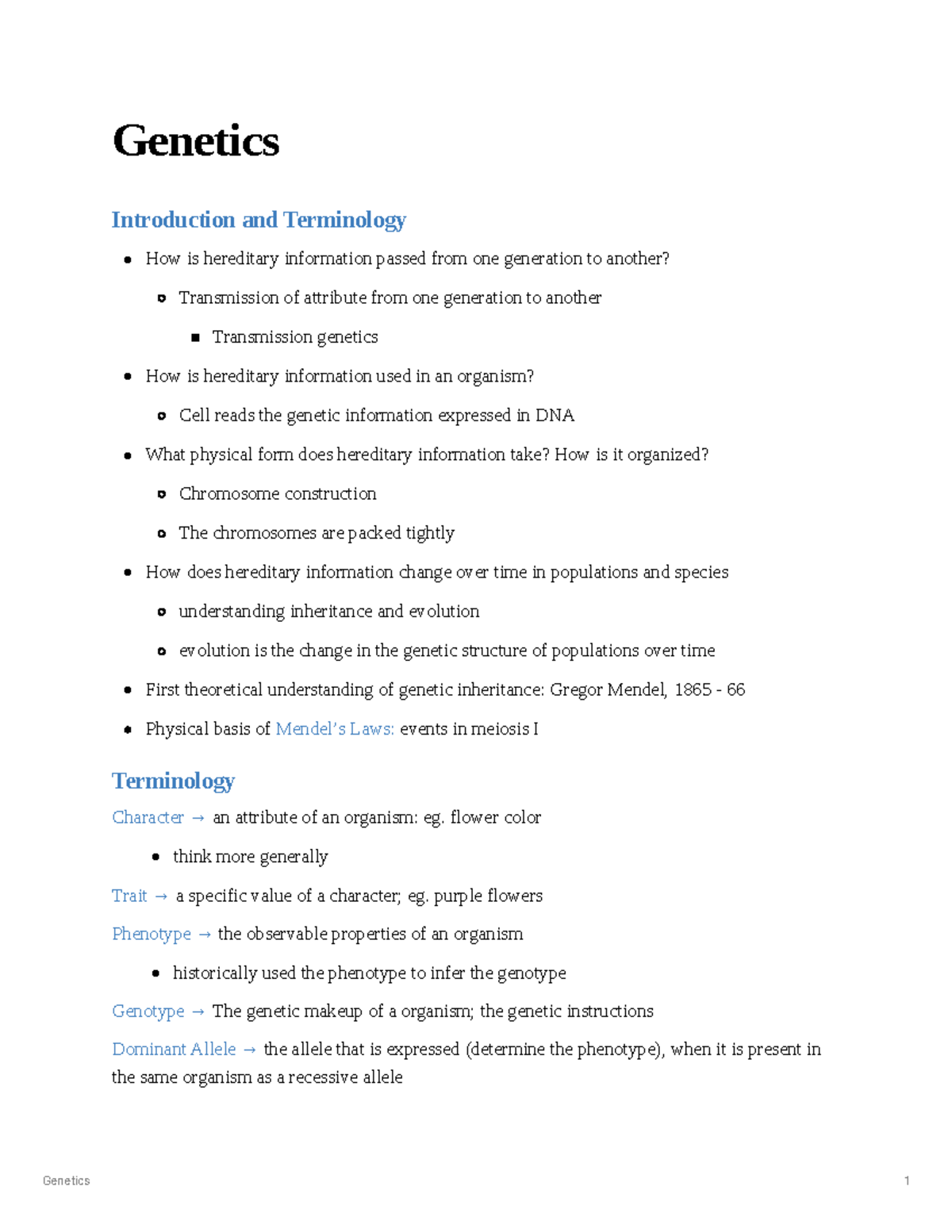 Genetics 101: Concepts and Mendelian Inheritance Overview - Studocu