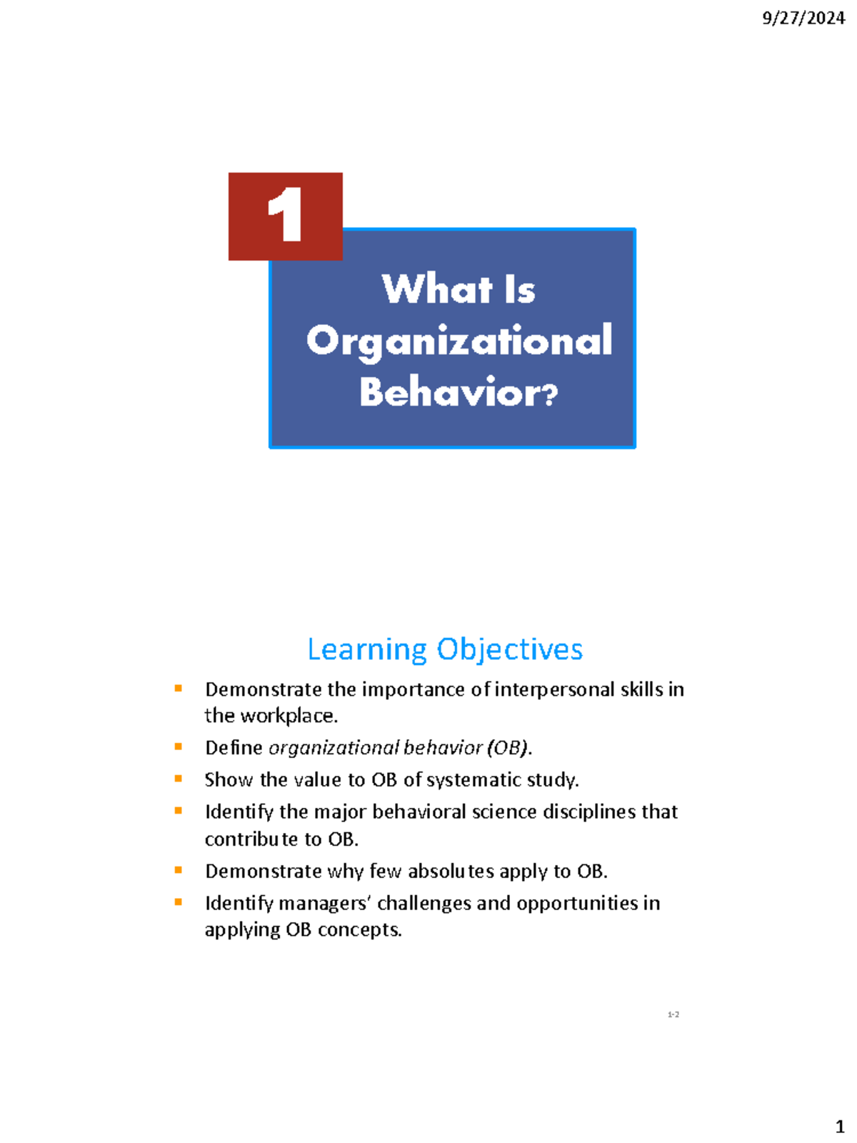 Chapter 1: Understanding Organizational Behavior - Key Concepts and ...