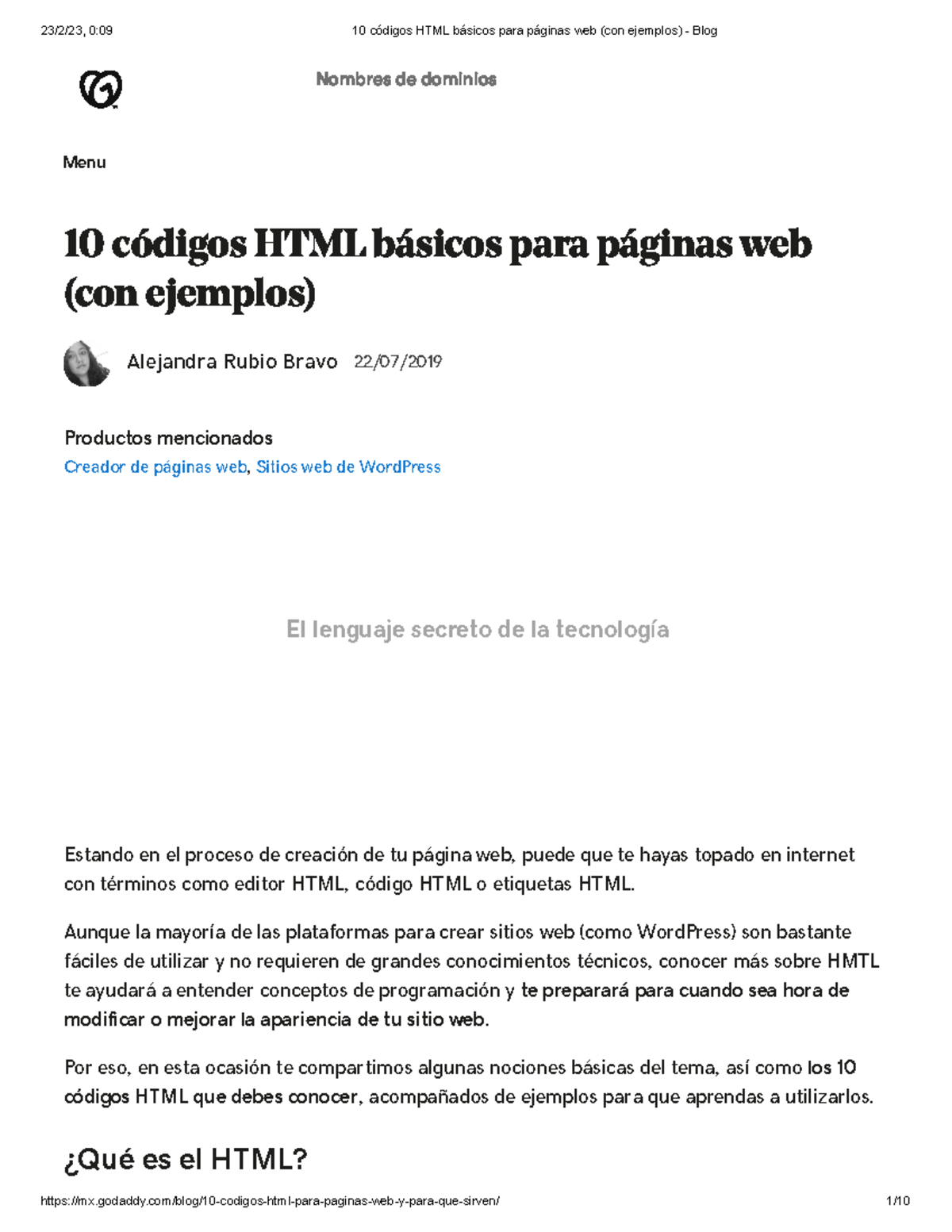 10 códigos HTML básicos para páginas web (con ejemplos) - Blog - 10 códigos HTML básicos para ...
