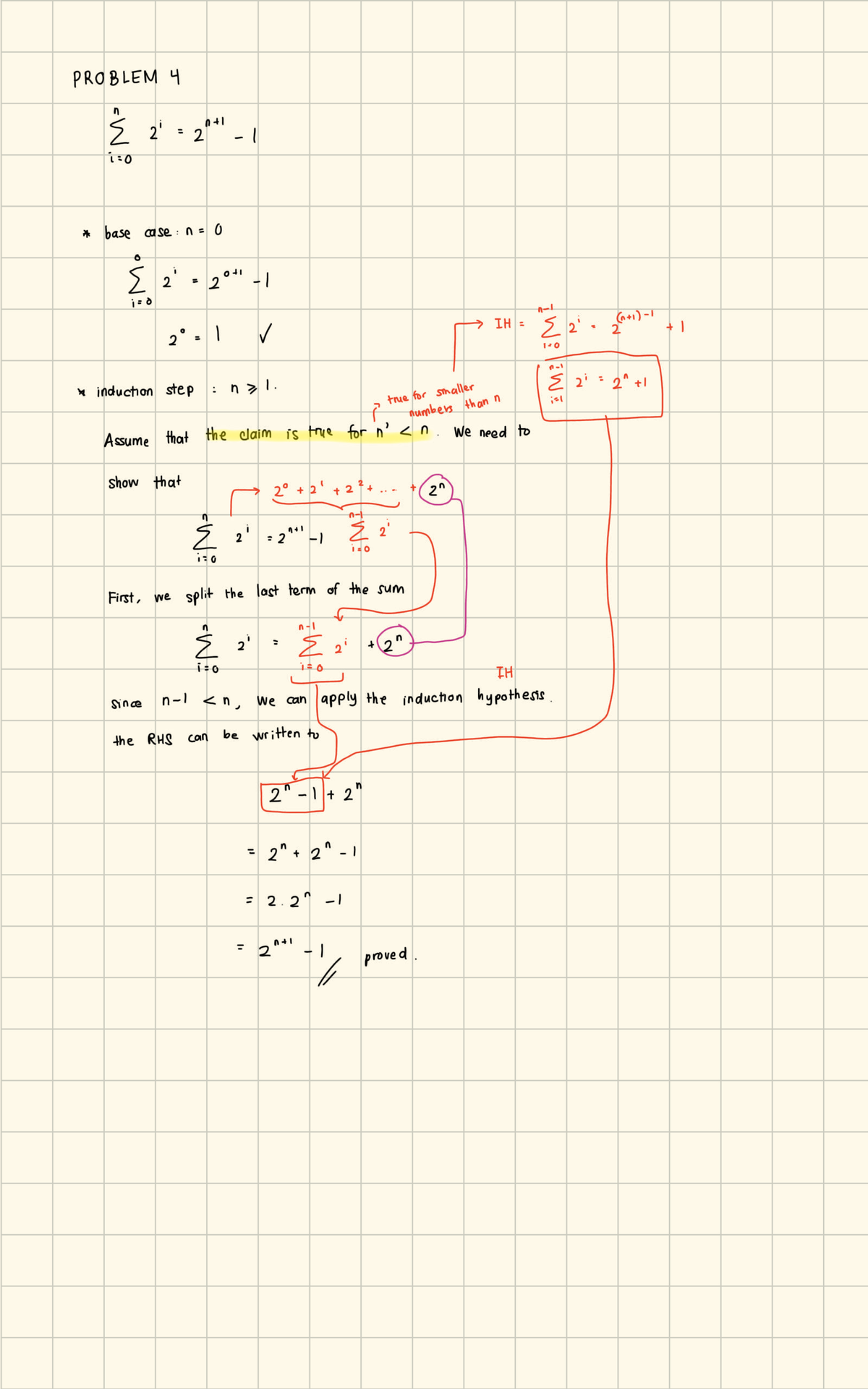 COMP2123 Induction Proofs and Iteration Analysis Notes - Studocu