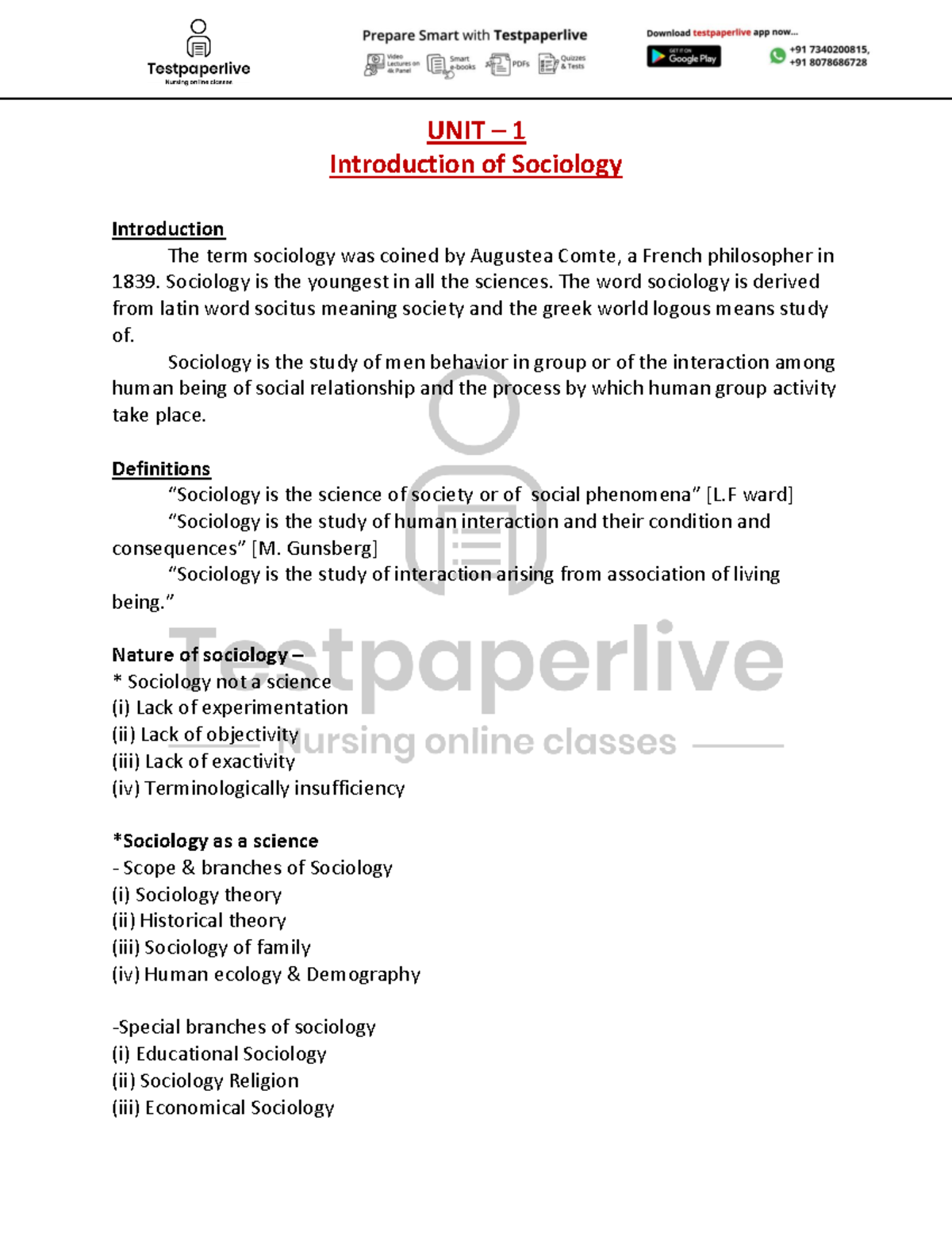 Sociology (SOC101) Lecture Notes: Introduction and Individual-Society ...