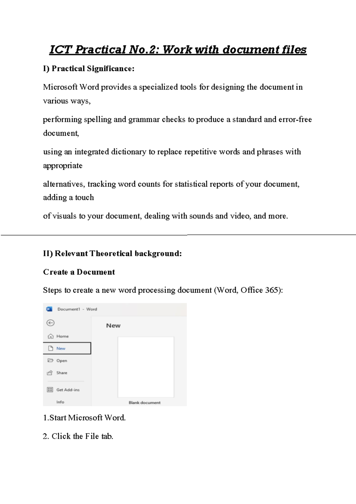 ICT Practical No.2: Mastering Document Design in MS Word - Studocu