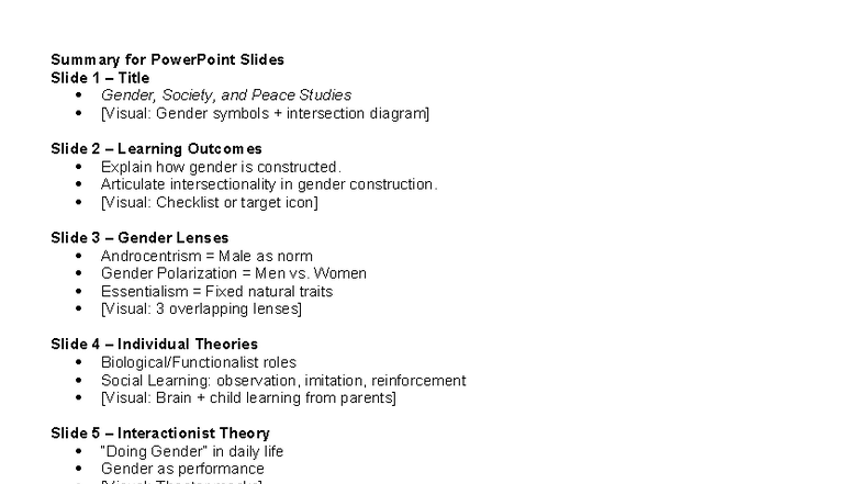 Theorizing Gender: Intersectionality and Social Constructs (Slide Plan ...