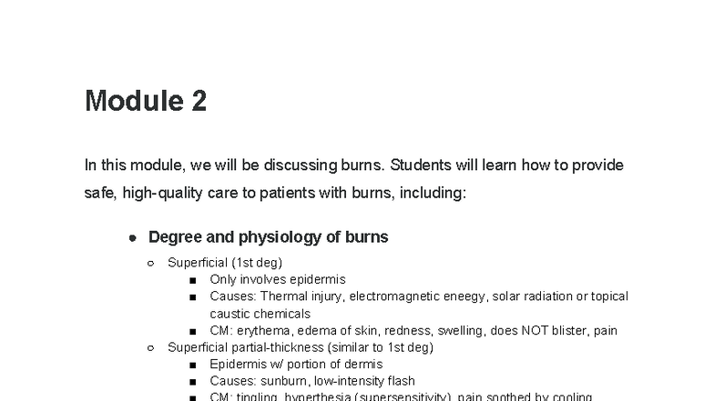 Modules 1-3: Nursing Care for Burns and Neurological Trauma Exam Notes ...