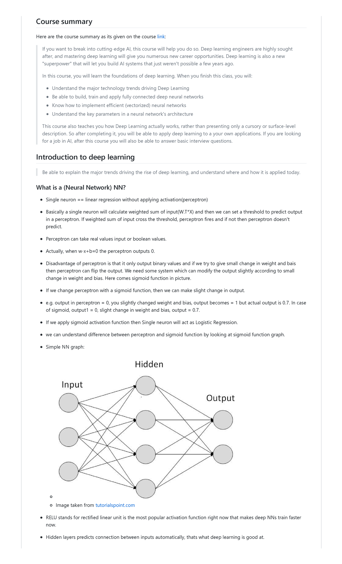 Deep Learning Course Summary (AI 101) - Studocu