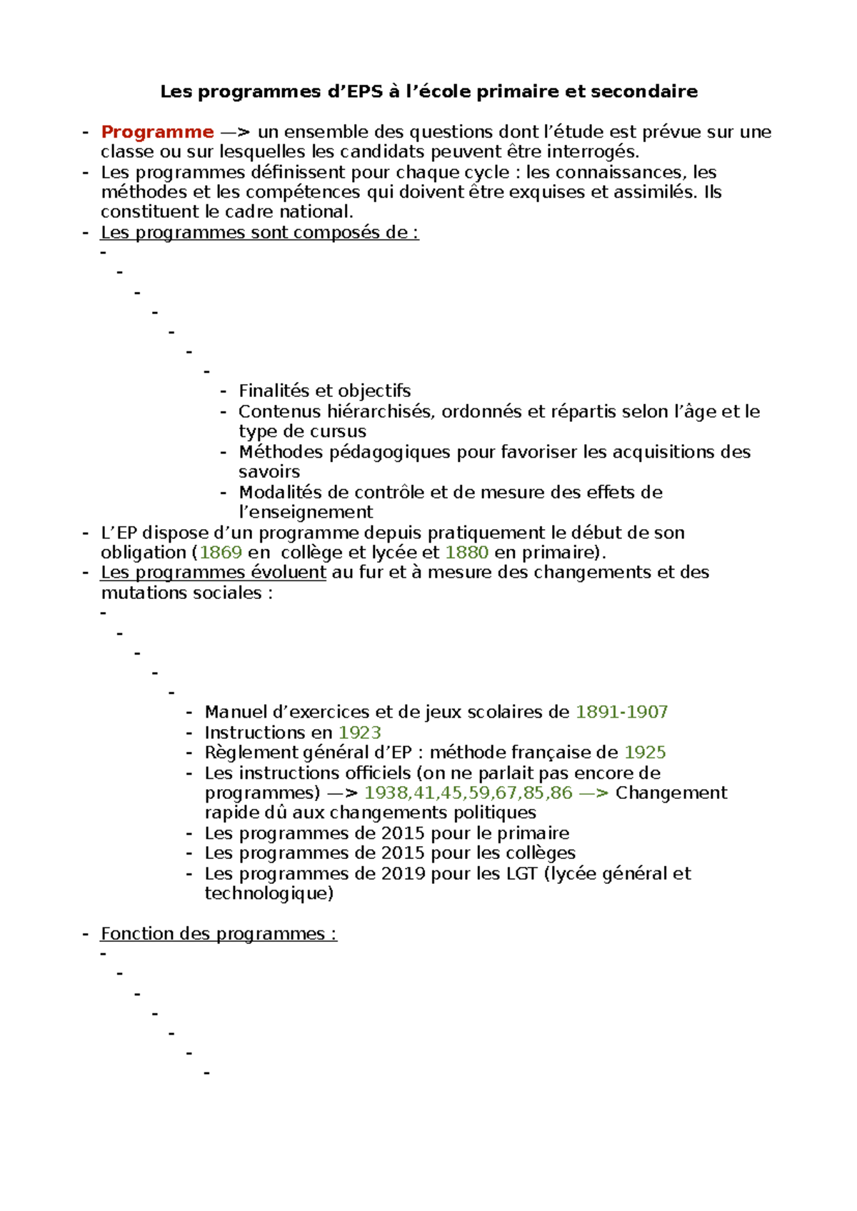 Les programmes d’EPS à l’école primaire et secondaire - Les programmes ...