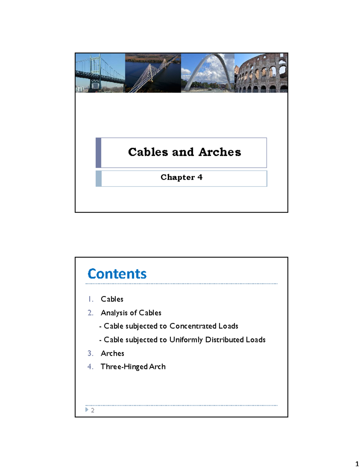 Chapter 4 (Arches and Cables) - Contents - Studocu