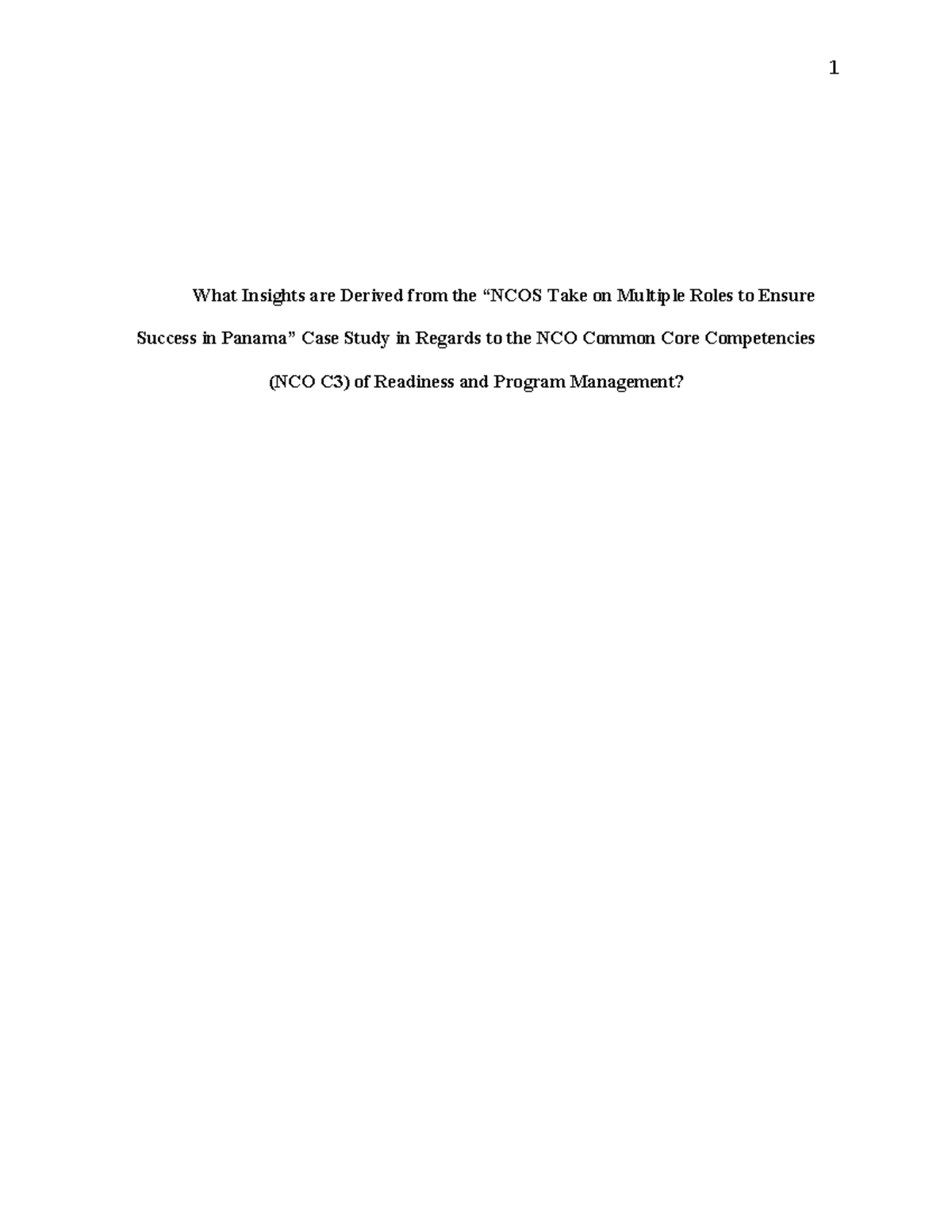 Insights on NCO C3 Readiness & Program Management in Case Study - Studocu