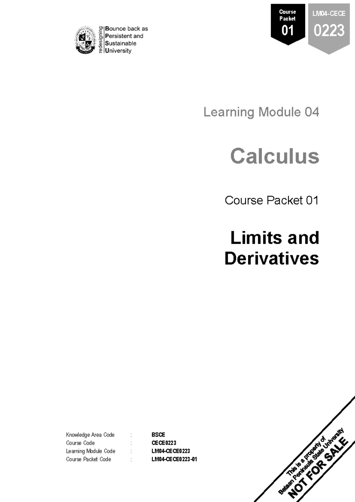 Limits And Derivatives Overview Cece Lm04 Course Packet 01 Studocu