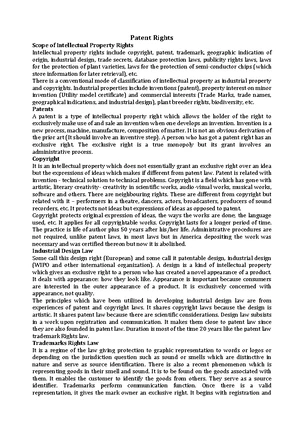 Rmipr Notes unit 5a - Patent Rights: Scope of Patent Rights. Licensing ...