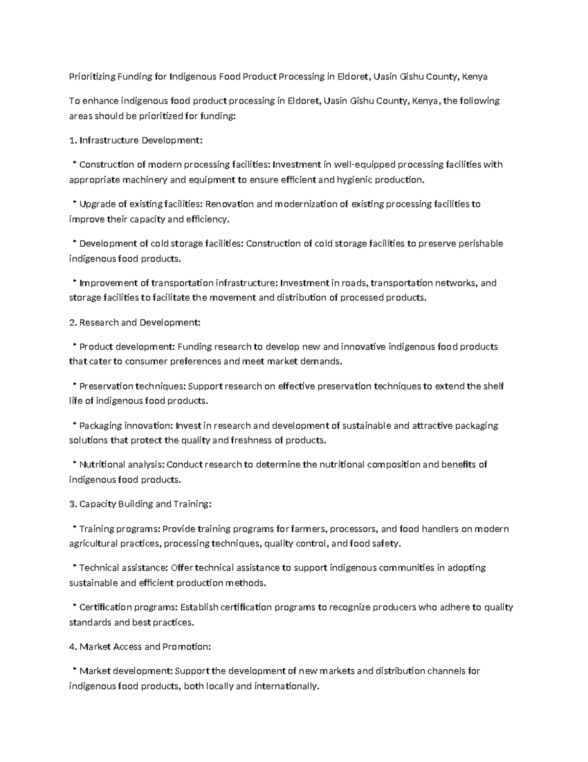 Prioritizing Funding areas - Prioritizing Funding for Indigenous Food ...