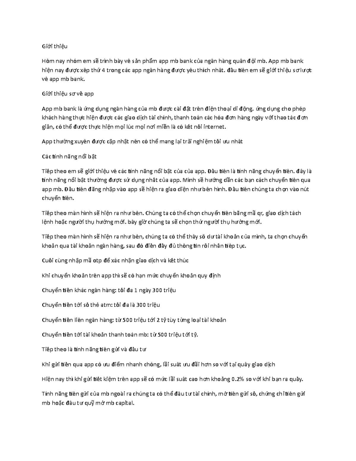 Bản thuyết trình mkt ngân hàng - Gi i thi uớ ệ Hôm nay nhóm em seẽ trình bày vềề s n ph m app mb ...