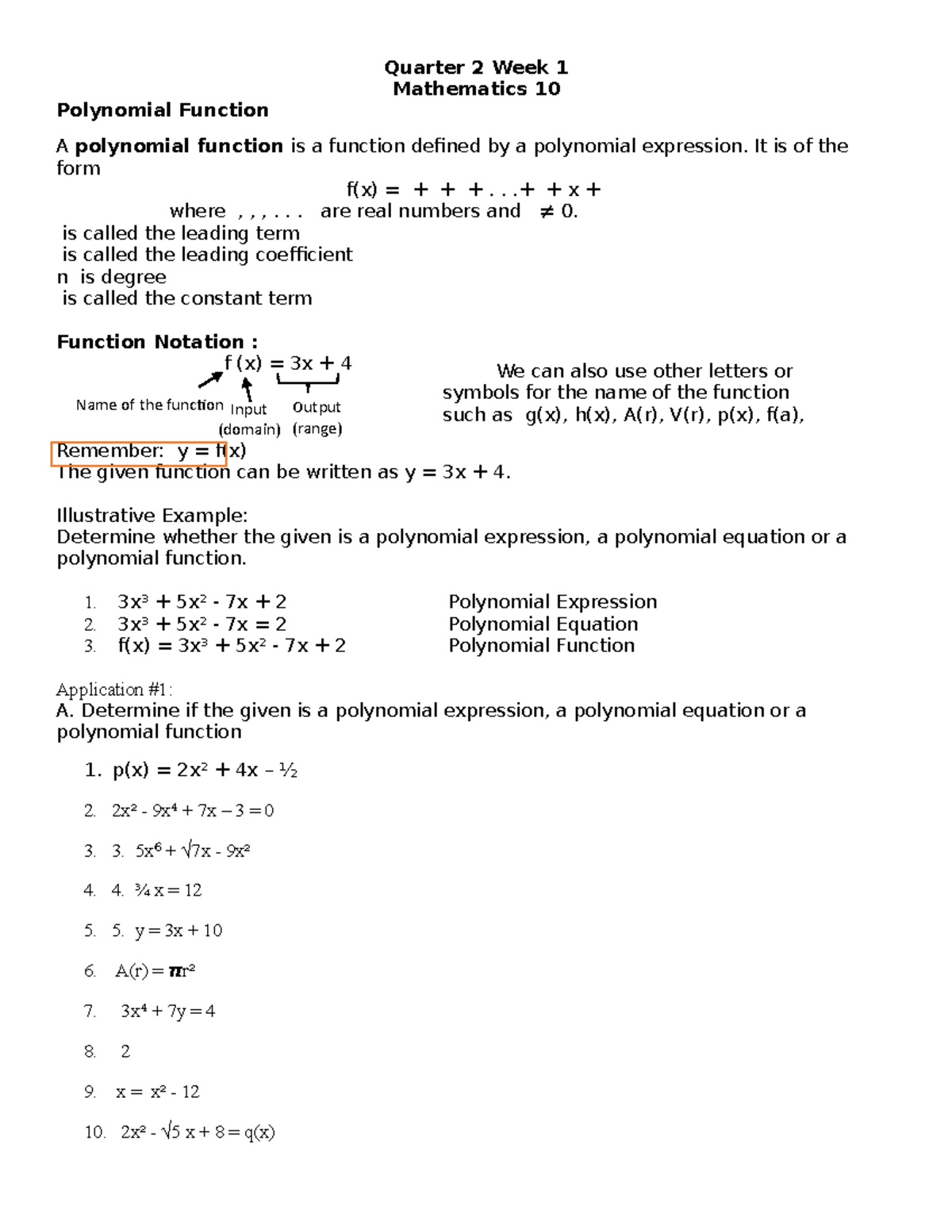 Q2W1 module - Graph pf Polynomial Function - Quarter 2 Week 1 ...