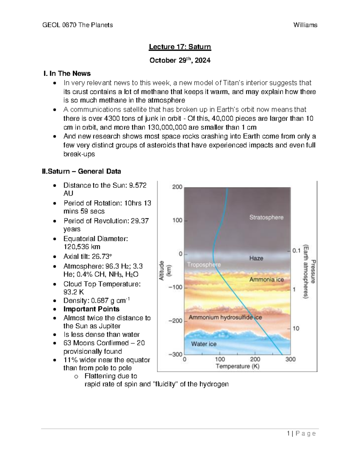 Lecture Notes for GEOL 0870: The Moons of Saturn and Titan Analysis ...