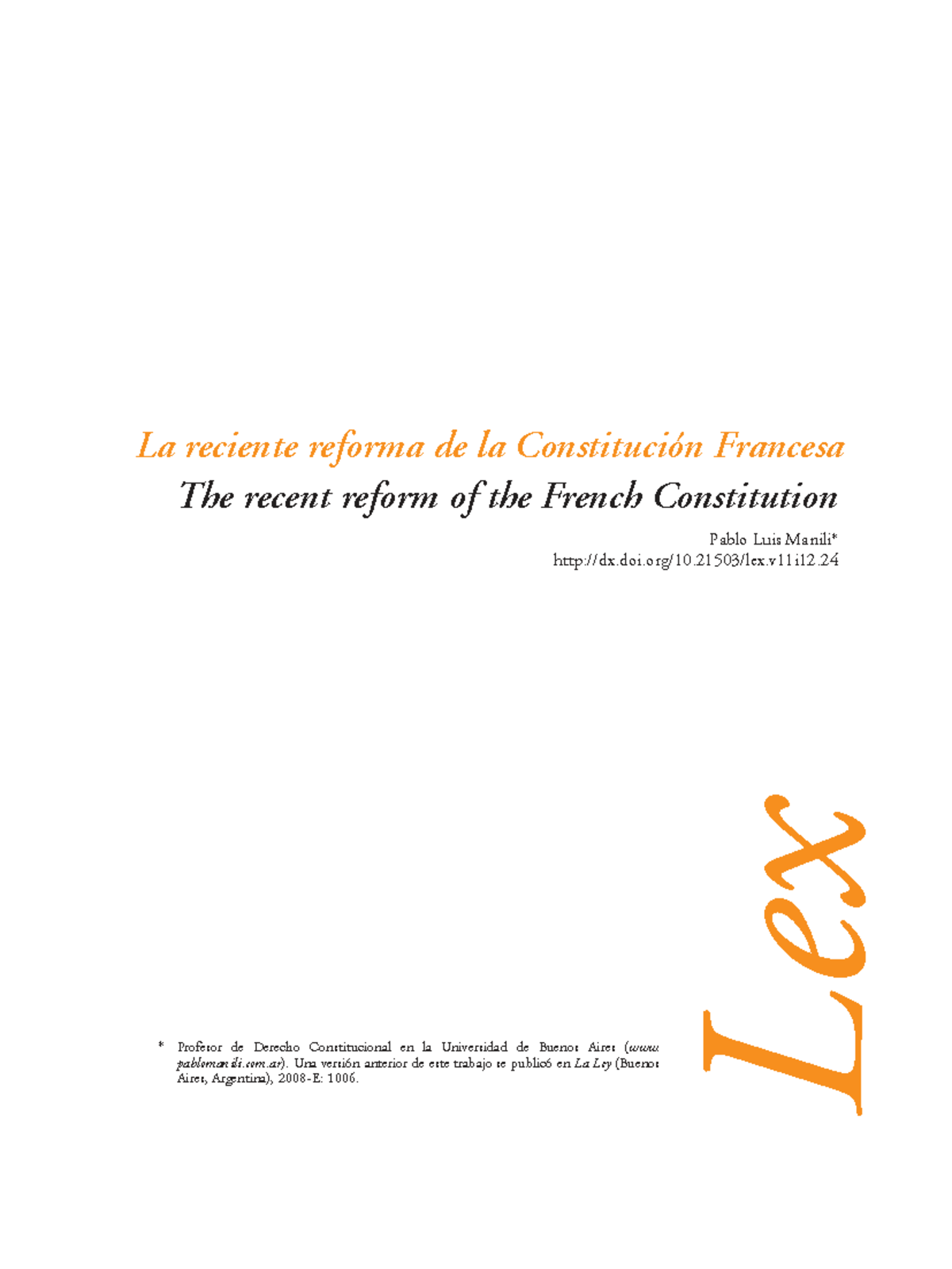 La Reforma de la Constitución Francesa: Análisis y Contexto LEX 12 AÑO ...