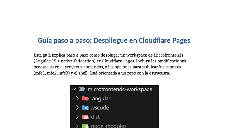 Guía de Despliegue en Cloudflare Pages para Microfrontends (Angular 19) - Studocu