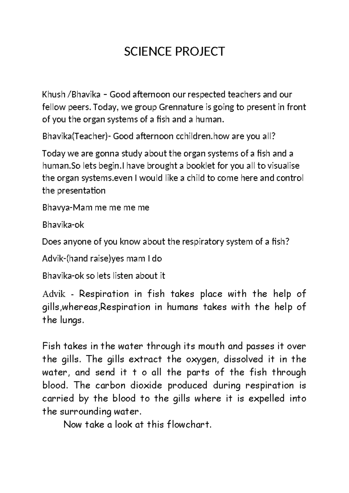 SCIENCE PROJECT: Organ Systems of Fish & Humans (Group Grennature ...