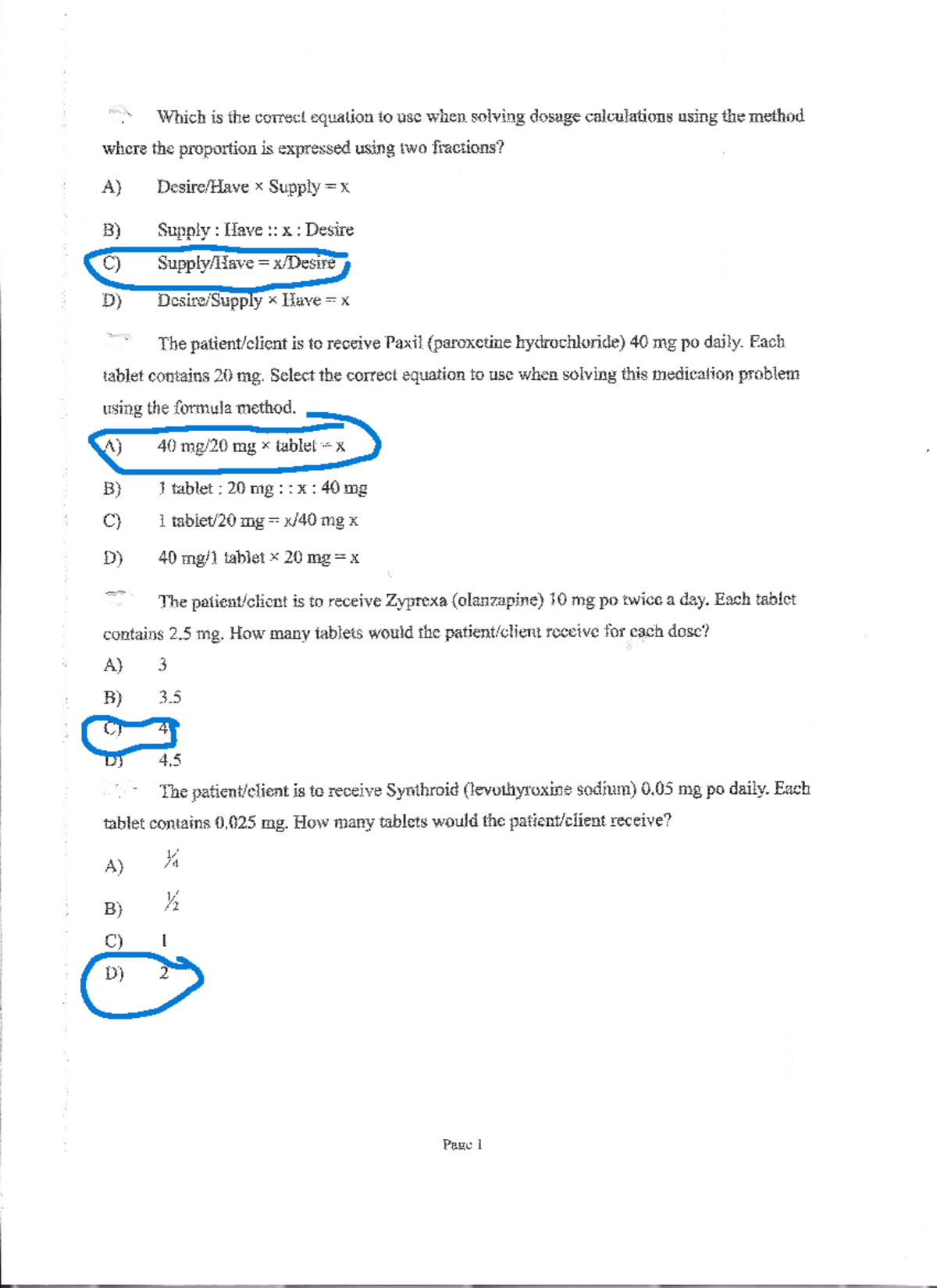 Math ten exam 1 - Med math - Which is the correct equation to use when ...