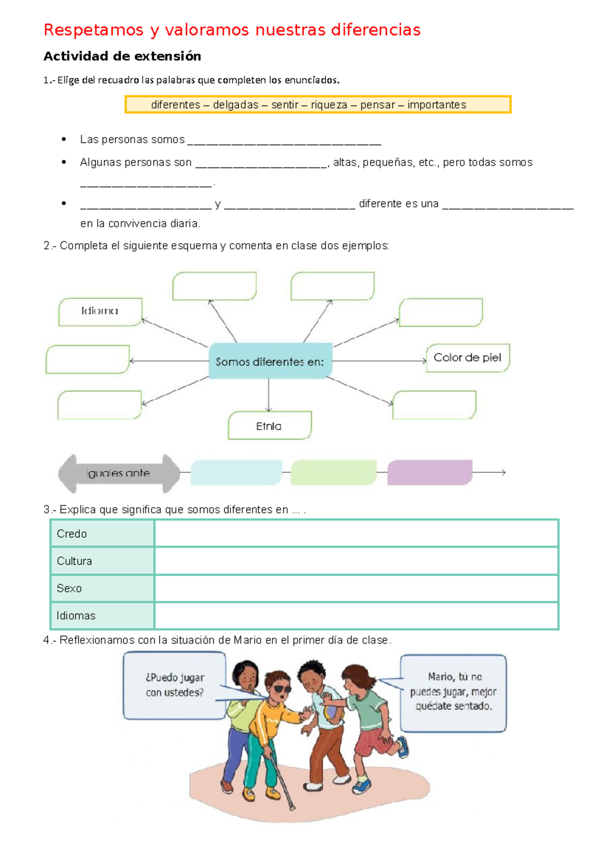 PS. Valorando y Respetando Nuestras Diferencias en la Convivencia - Studocu
