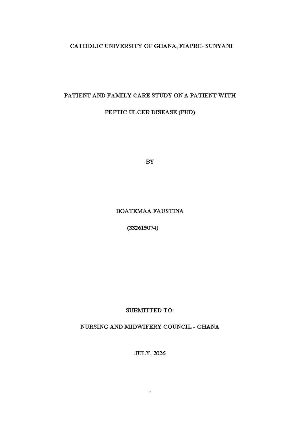 CUG 332615074: Patient & Family Care Study on Peptic Ulcer Disease ...