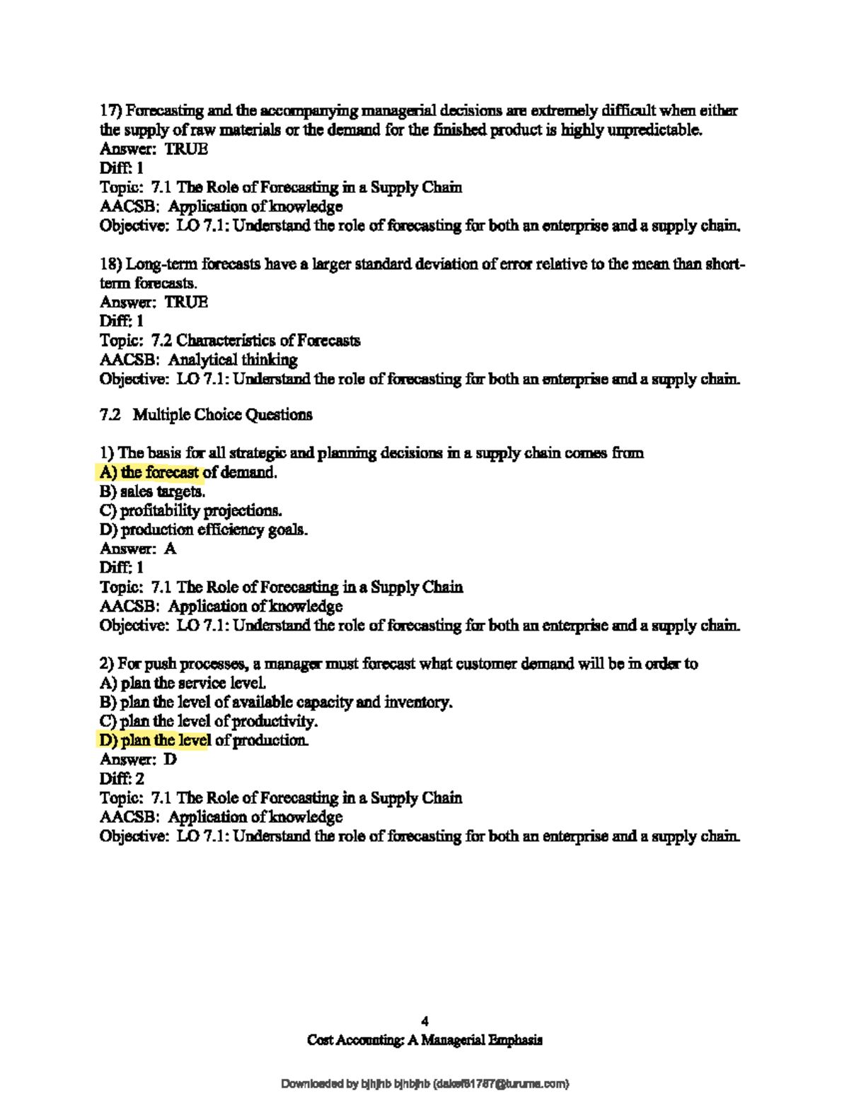 Ch 7 Test Bank: Questions and Answers for Review - Studocu