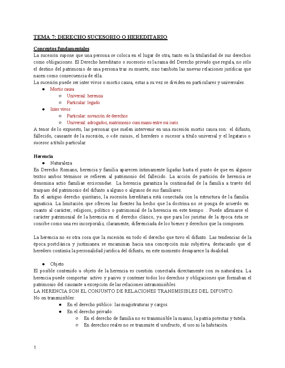 TEMA 7: DERECHO SUCESORIO O HEREDITARIO - Apuntes PDF - Studocu