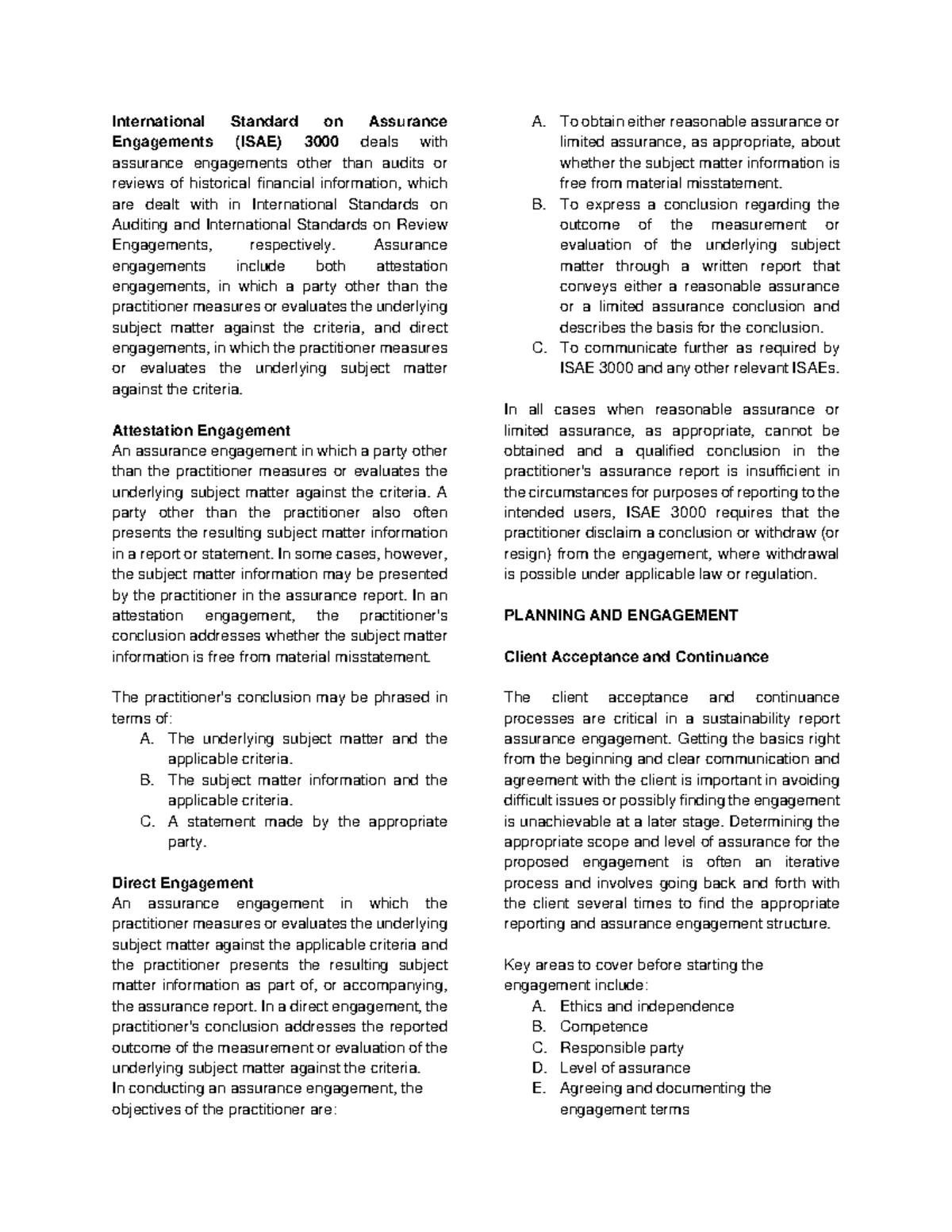 ISAE 3000 - Audit Notes on Sustainability Assurance (Chap 6) - Studocu