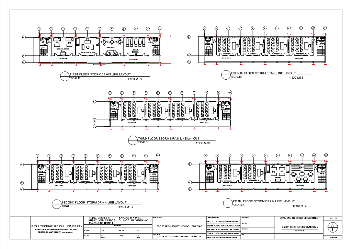 Storm Drain Layout - Good - GUIDANCE OFFICE CAFETERIA FACULTY C O R R I ...