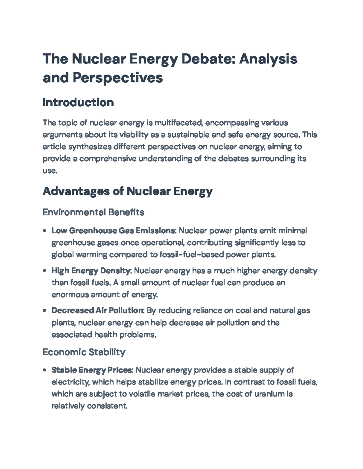 Nuclear Energy Debate: Key Perspectives and Future Considerations - The ...