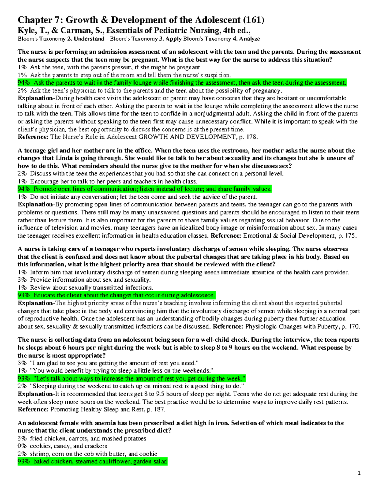 Ch.07 Growth & Development of Adolescents: Key Insights & 161 Questions ...