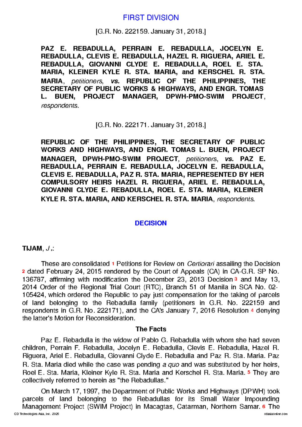 Rebadulla v. Republic: Just Compensation for Land Expropriation Case ...