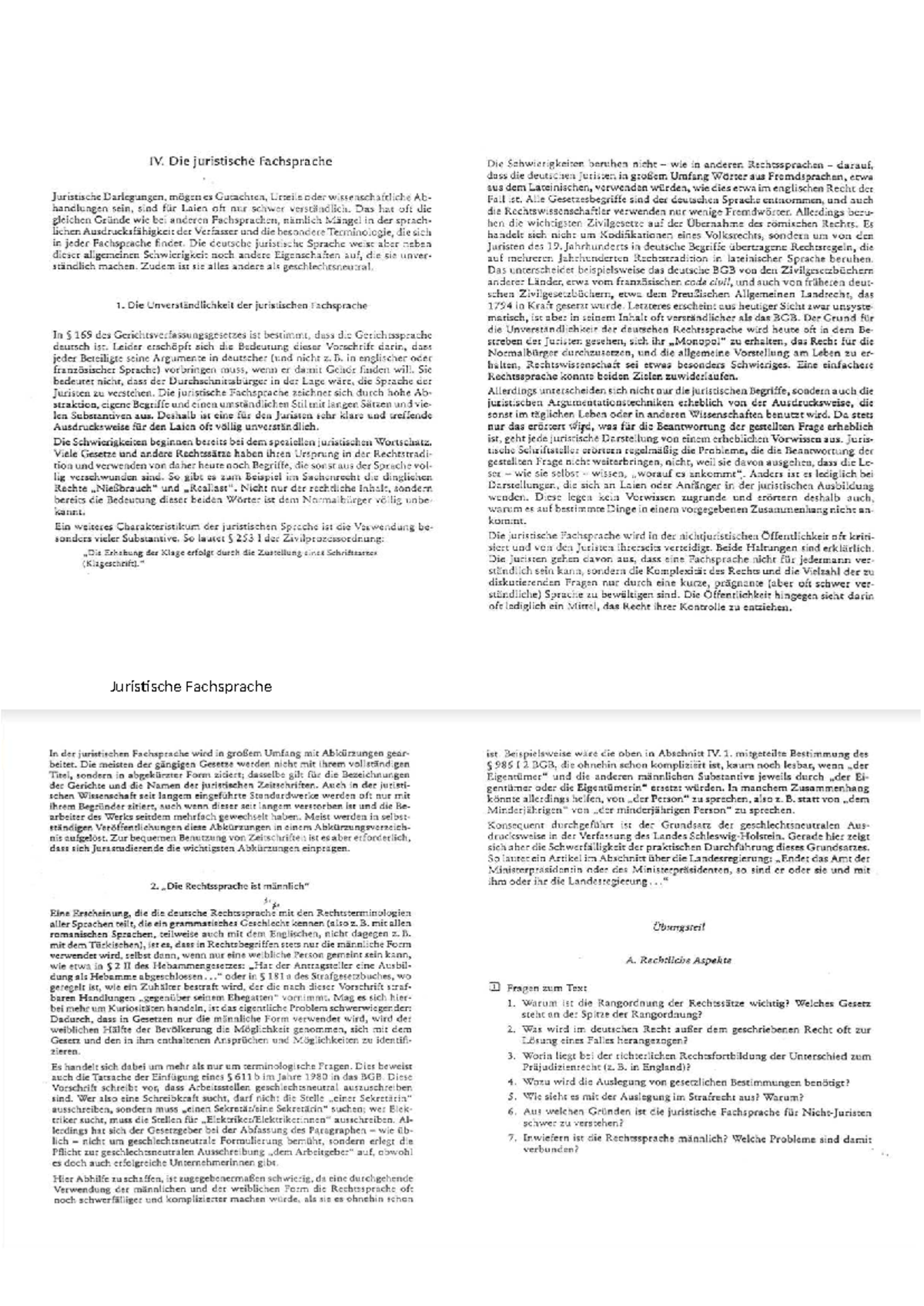 IV. Die Herausforderungen der juristischen Fachsprache im deutschen ...