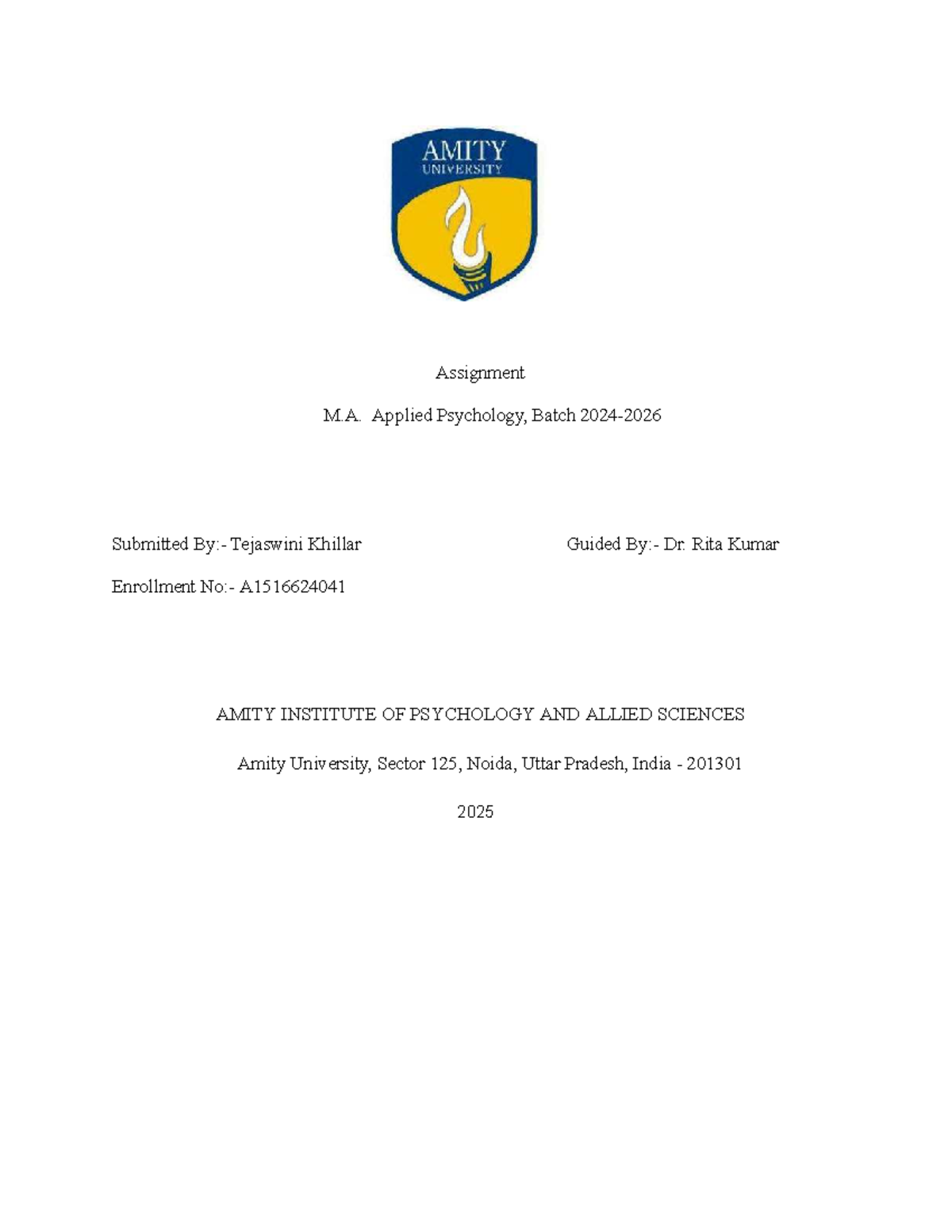 Assignment M.A. Applied Psychology: Immunotherapy & Cancer Research ...
