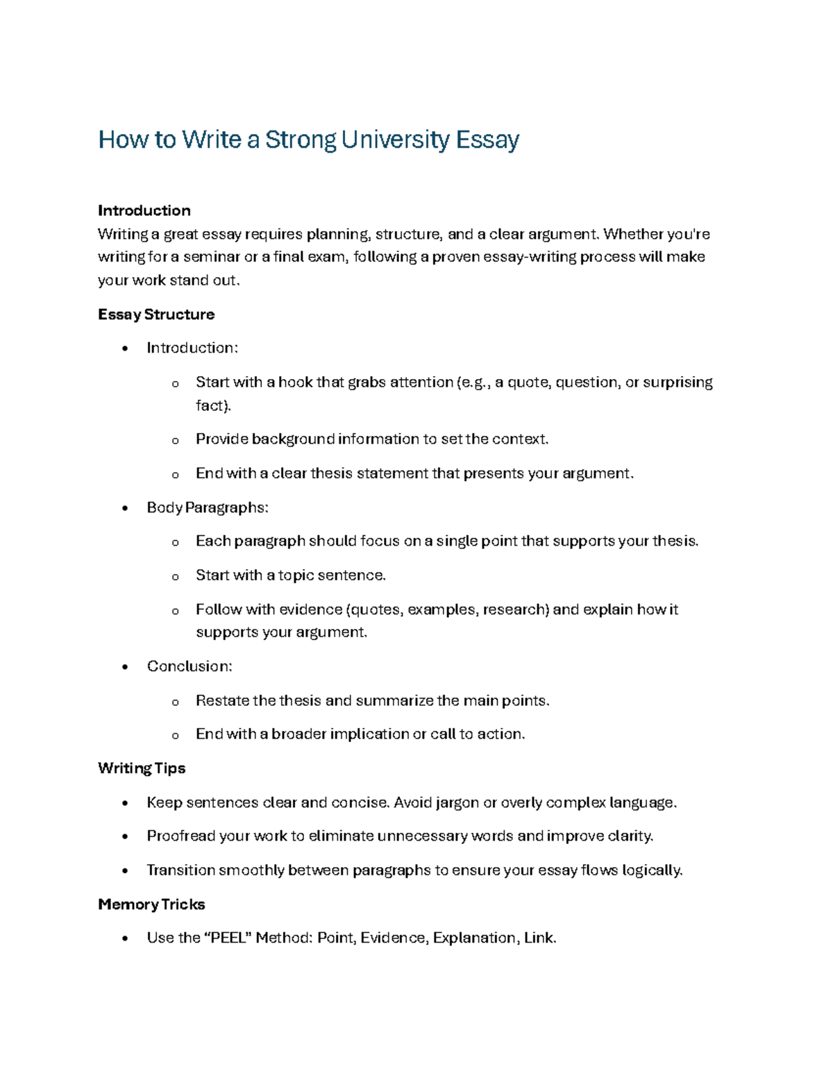 Essay Tips: Crafting a Strong University Essay Introduction - Studocu