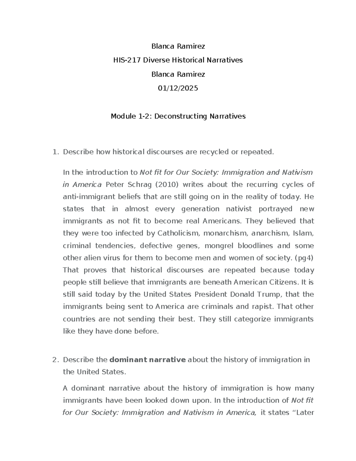 1-2 Deconstructing Narratives - Blanca Ramirez HIS-217 Diverse ...