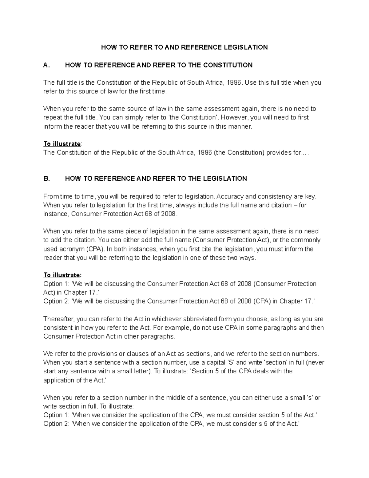 How to Properly Reference Legislation in Legal Documents - Studocu