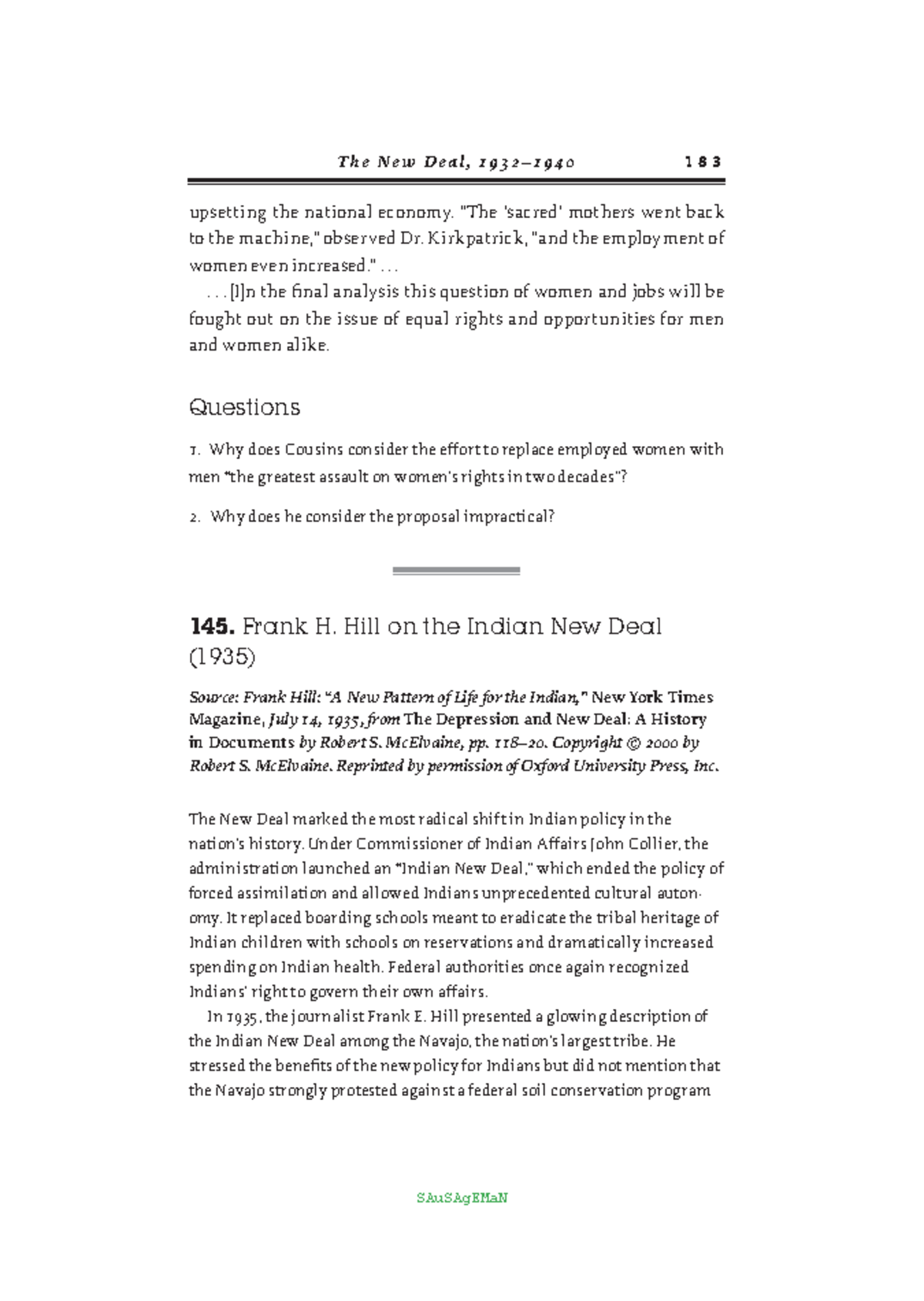 Frank H. Hill's Perspective on the Indian New Deal (1935) - Studocu