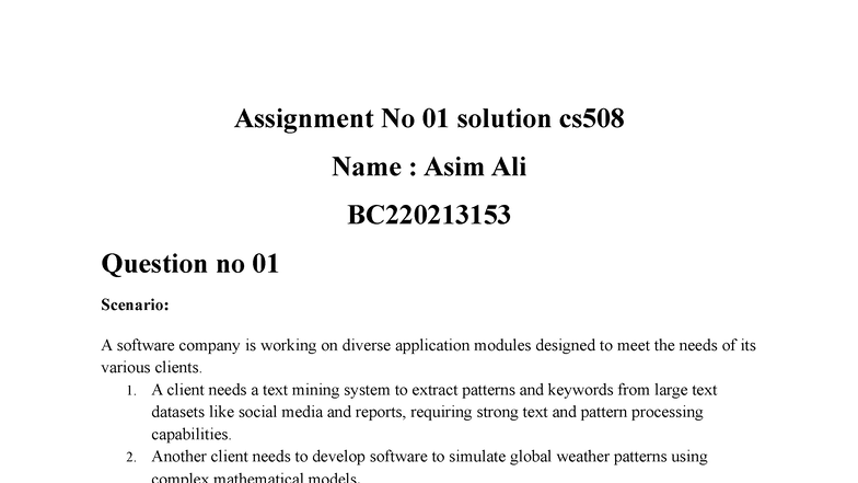 CS508 Assignment 01: Software Development Needs & Language Solutions ...