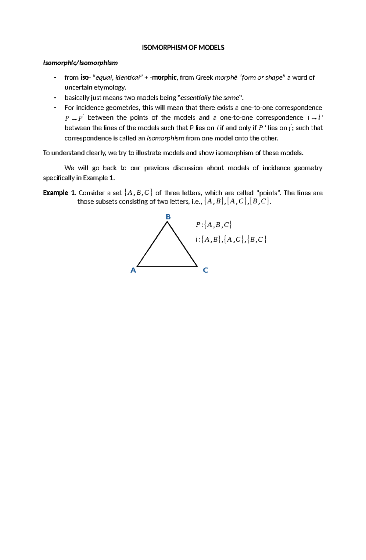 1m - Hand out notes and answers from high school - B ISOMORPHISM OF ...