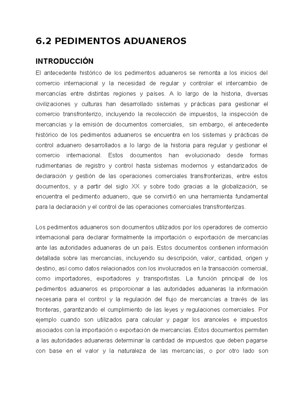 6.2 Importancia y Estructura de los Pedimentos Aduaneros - Studocu