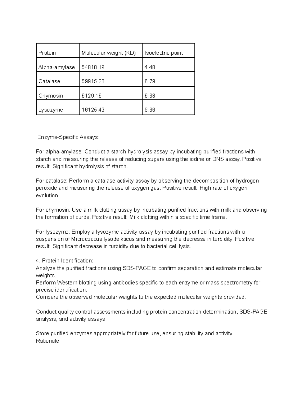 Biochem lab - The lab work consists of separating proteins based on ...